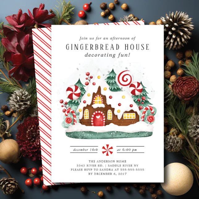 Gingerbread House Decorating Party Invitation | Zazzle