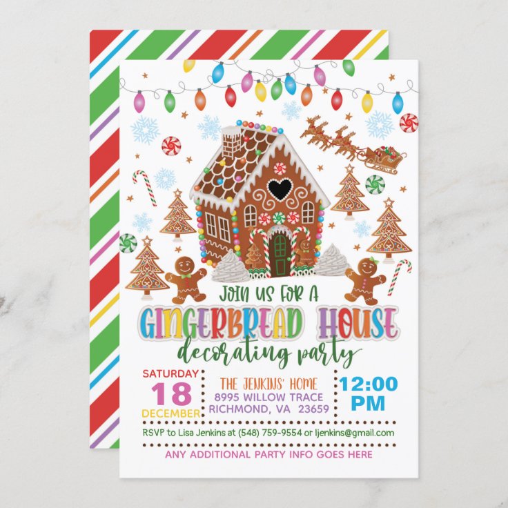 Gingerbread House Decorating Party Invitation - W | Zazzle
