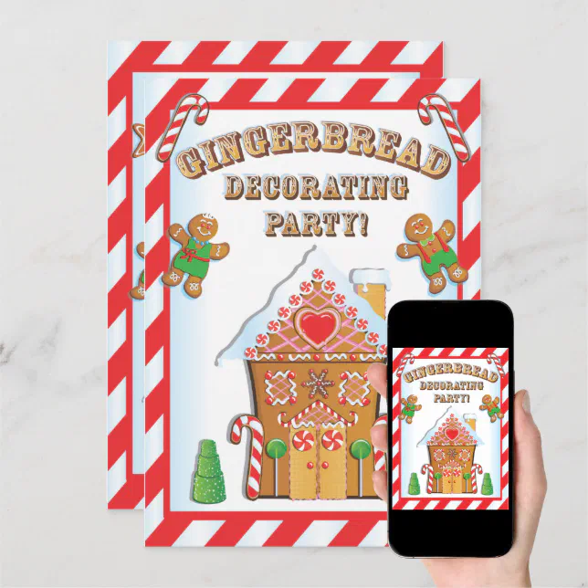 Gingerbread House Decorating Party Invitations | Zazzle