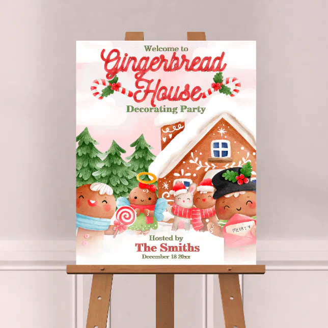 Gingerbread House Decorating Party Welcome Sign | Zazzle