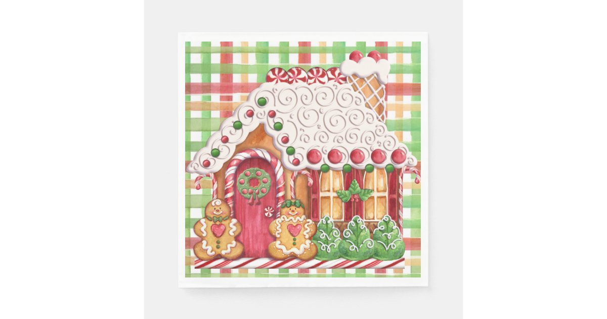Gingerbread House Gingerbread Family Napkin | Zazzle