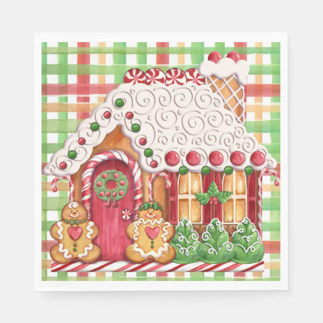 Gingerbread House Gingerbread Family Napkin | Zazzle