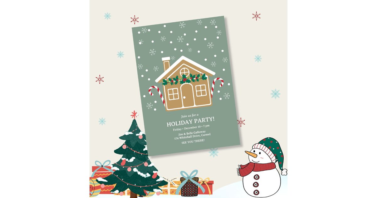 Gingerbread House Holiday Party Christmas Invitation | Zazzle