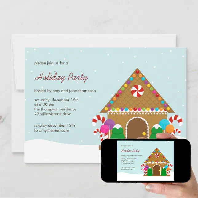 Gingerbread House Holiday Party Invitation | Zazzle
