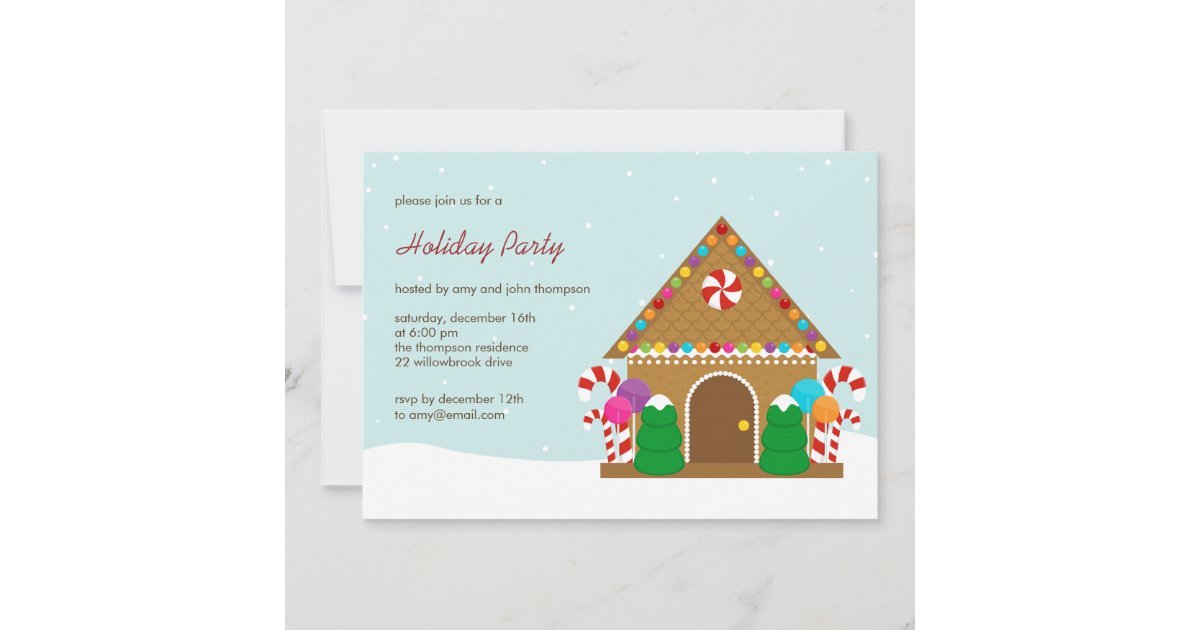 Gingerbread House Holiday Party Invitation | Zazzle