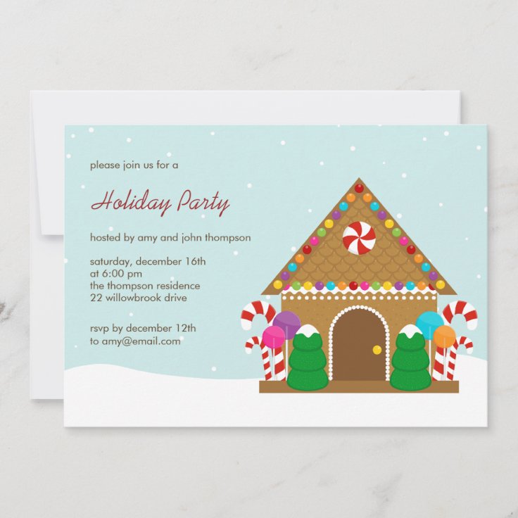 Gingerbread House Holiday Party Invitation | Zazzle