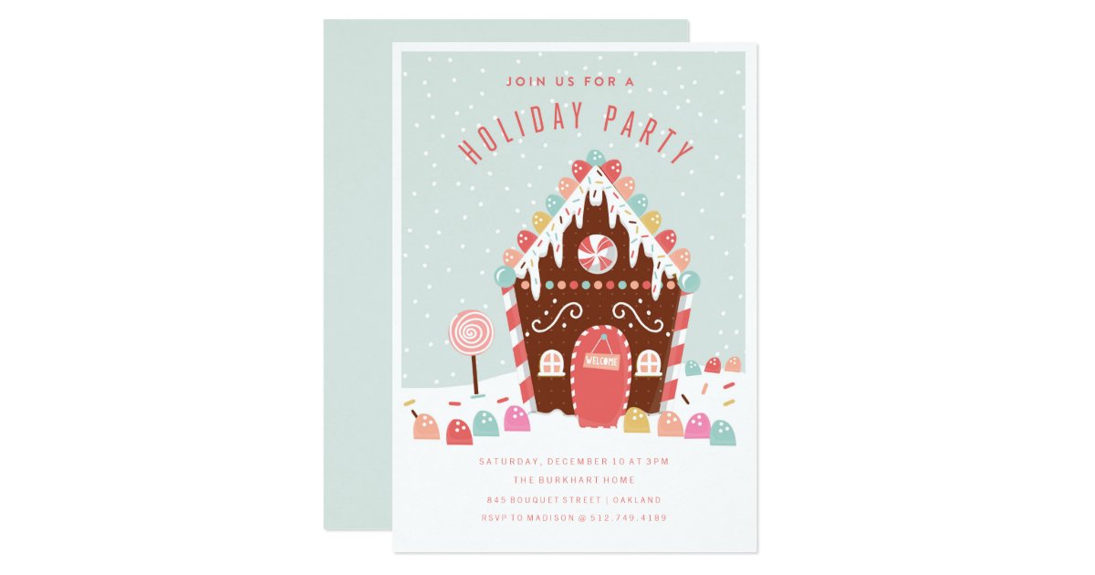 GINGERBREAD HOUSE HOLIDAY PARTY INVITATION | Zazzle.com
