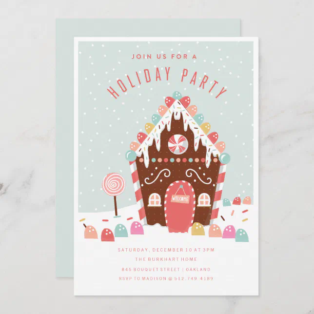 GINGERBREAD HOUSE HOLIDAY PARTY INVITATION | Zazzle
