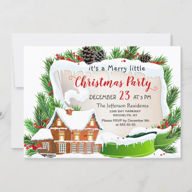 Gingerbread House Man Merry Little Christmas Party Invitation | Zazzle
