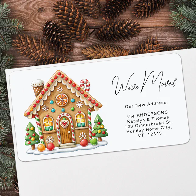 Gingerbread House New Address Holiday Moving Label | Zazzle