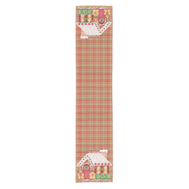 Gingerbread House on Plaid - Table Runner | Zazzle