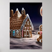 Gingerbread house on the moon | AI Art Poster | Zazzle