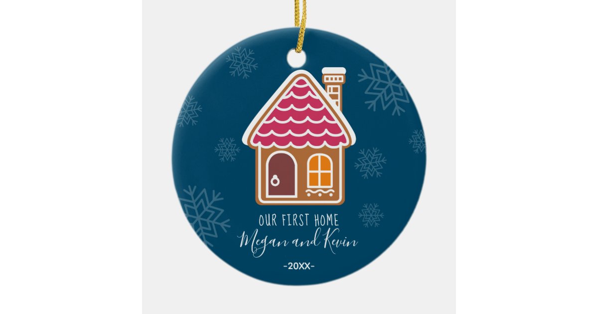 GIngerbread house our first home Christmas Ceramic Ornament | Zazzle