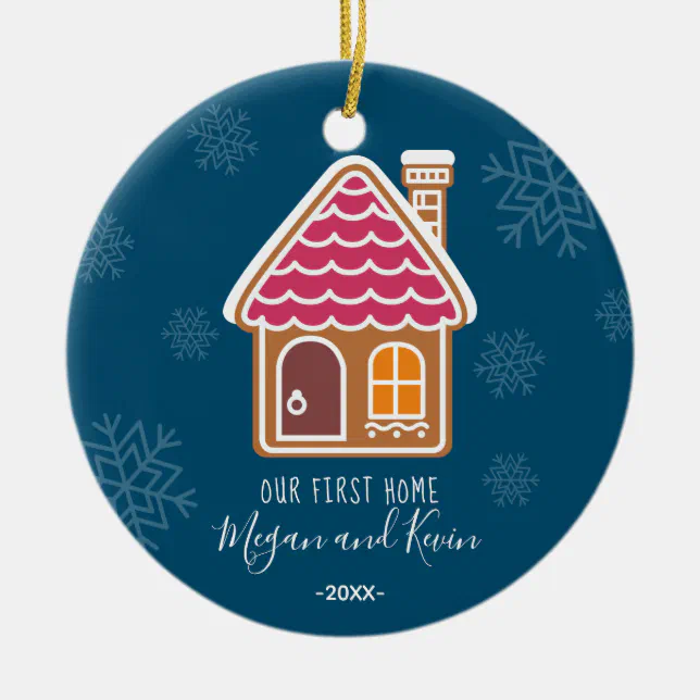 GIngerbread house our first home Christmas Ceramic Ornament | Zazzle