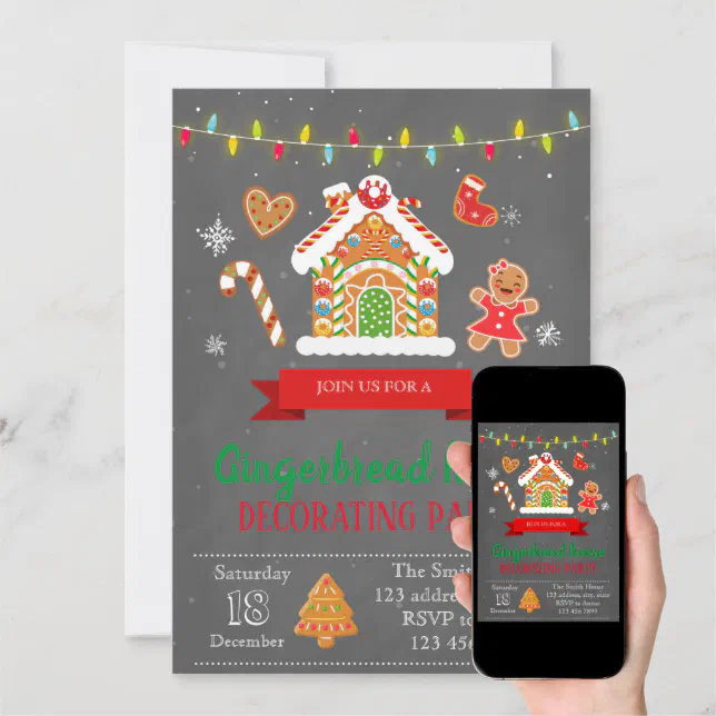 Gingerbread house party invitation | Zazzle