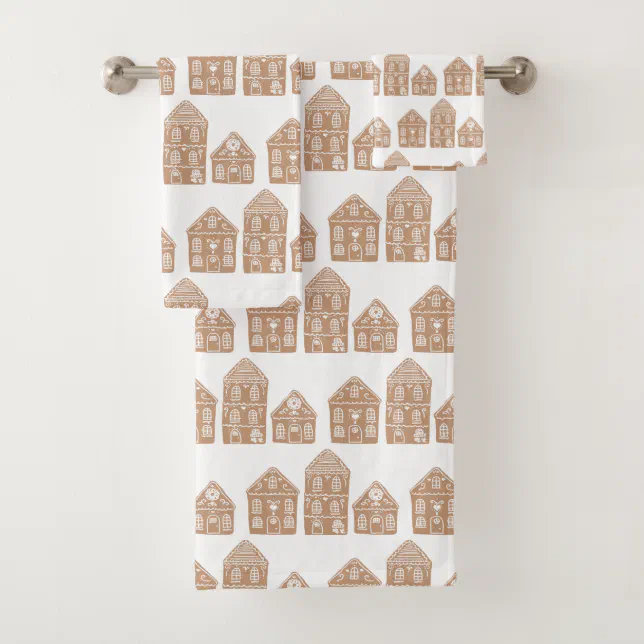 Gingerbread House Pattern Bath Towel Set | Zazzle