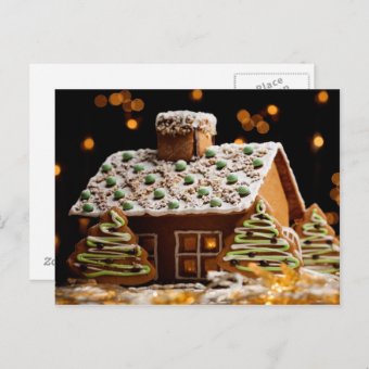 Gingerbread house postcard | Zazzle