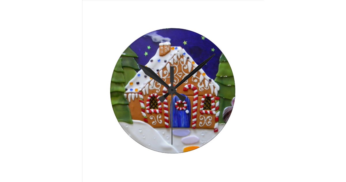 Gingerbread House Round Clock | Zazzle.com