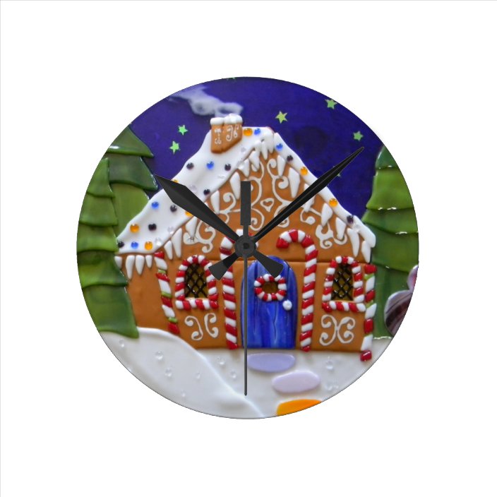 Gingerbread House Round Clock | Zazzle.com