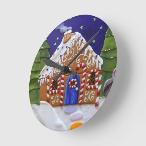 Gingerbread House Round Clock | Zazzle