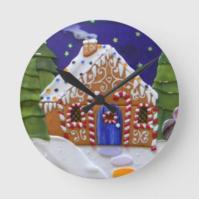 Gingerbread House Round Clock | Zazzle