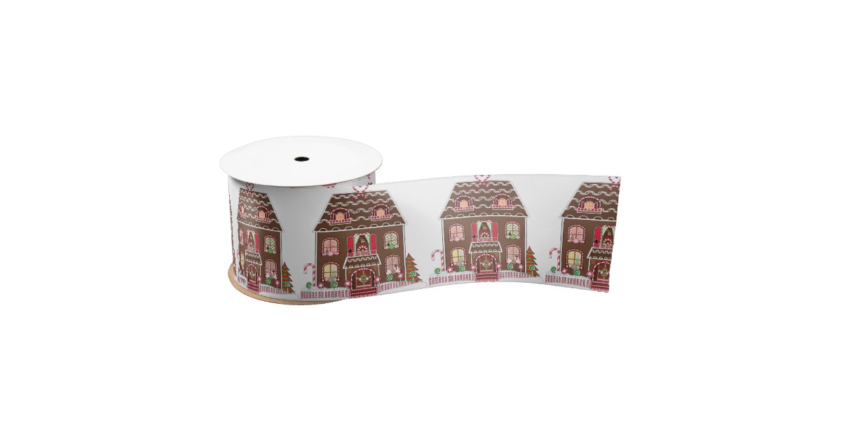 Gingerbread House Satin Ribbon | Zazzle