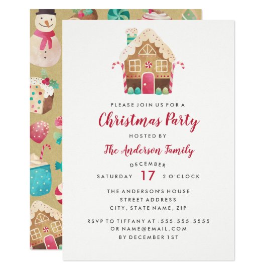 Gingerbread House Sweet Christmas Party Invitation | Zazzle.com