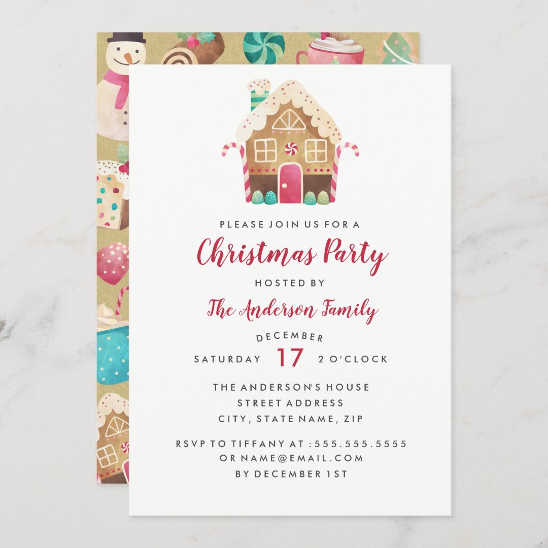 Gingerbread House Sweet Christmas Party Invitation | Zazzle