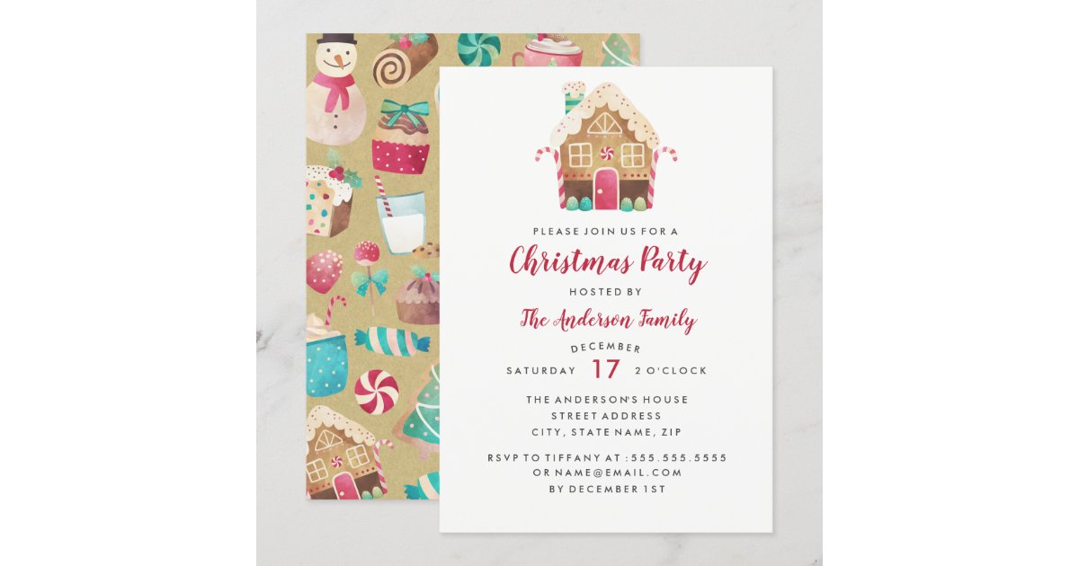 Gingerbread House Sweet Christmas Party Invitation | Zazzle
