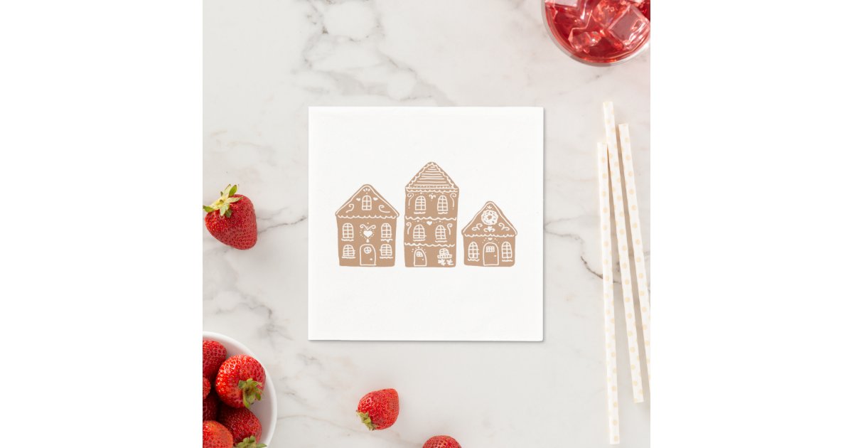 Gingerbread House Village Illustration Napkins | Zazzle