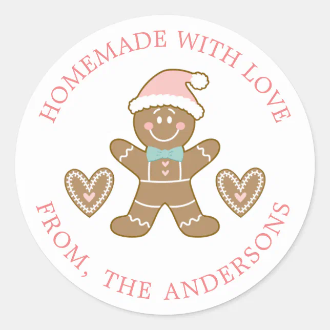 Gingerbread Made With Love Christmas Classic Round Sticker | Zazzle