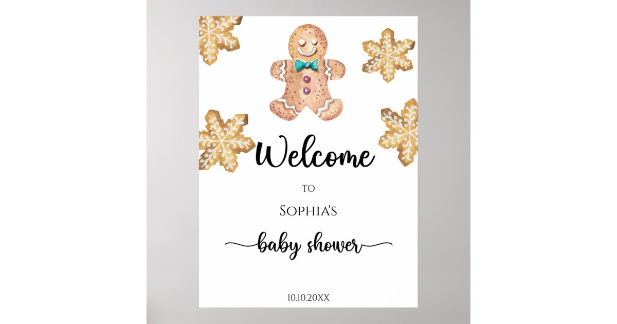 Gingerbread man baby shower foam board poster | Zazzle