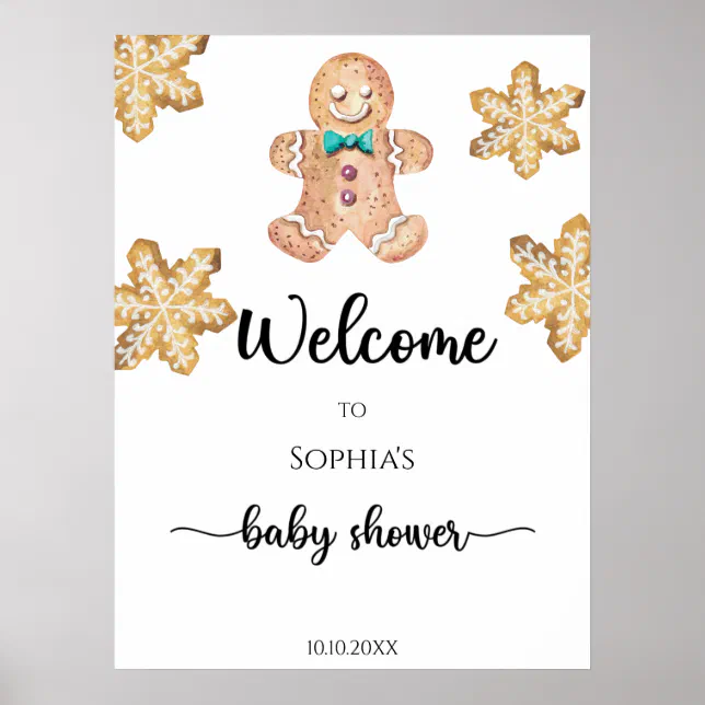 Gingerbread man baby shower foam board poster | Zazzle