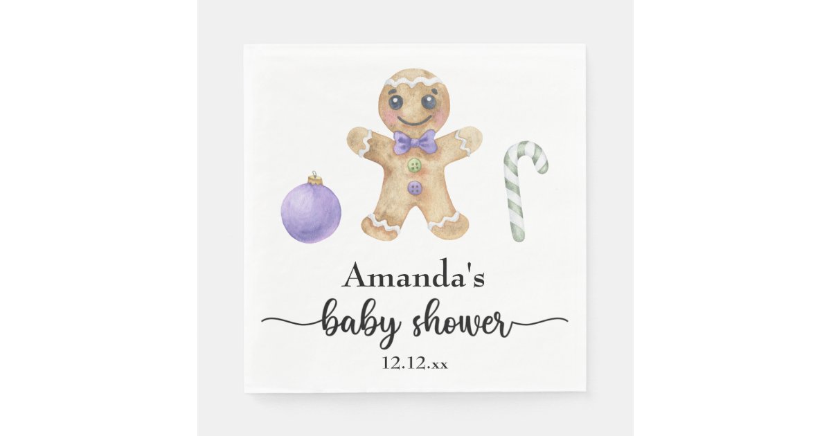 Gingerbread man baby shower napkins | Zazzle