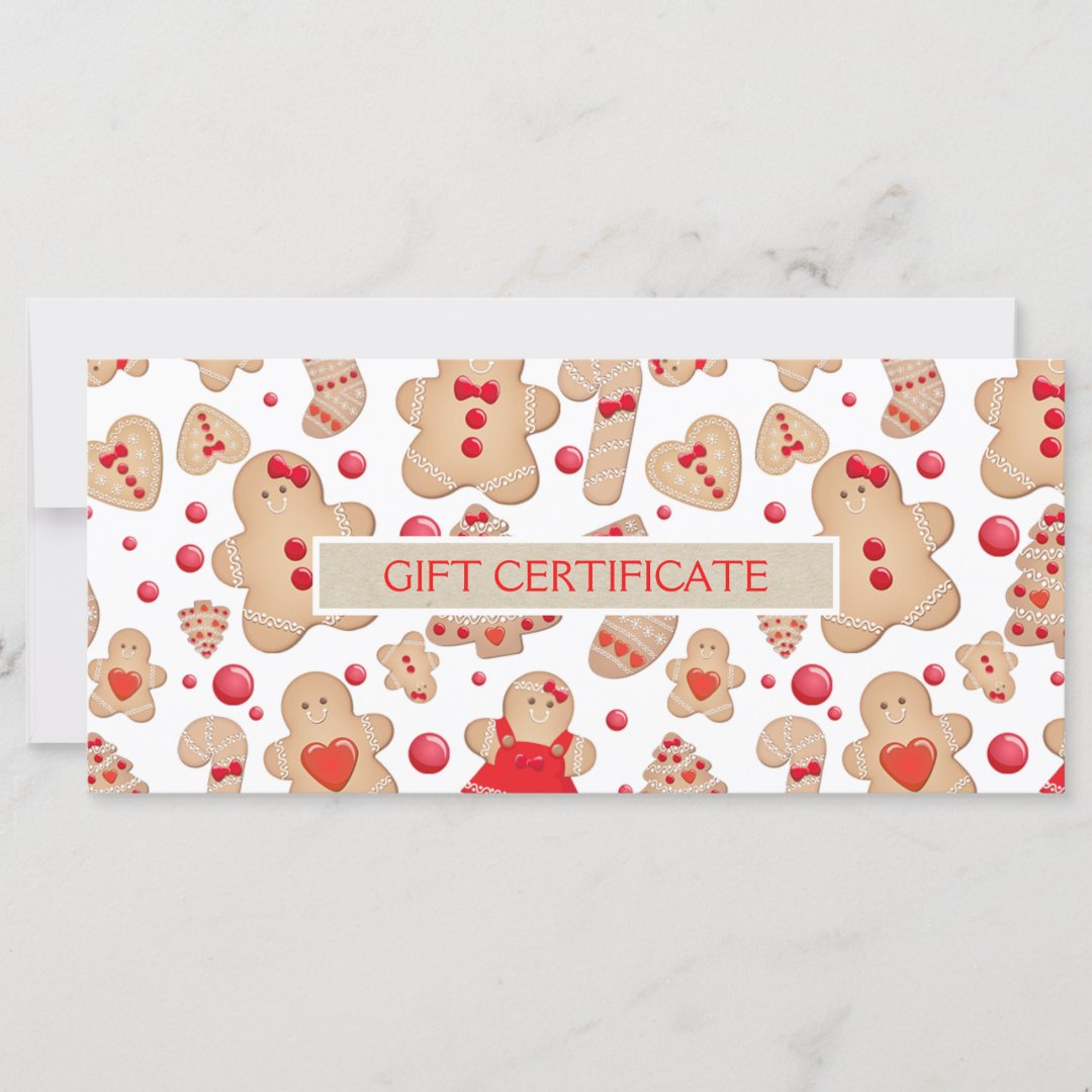 Gingerbread Man Baked Cookies Gift Certificate | Zazzle