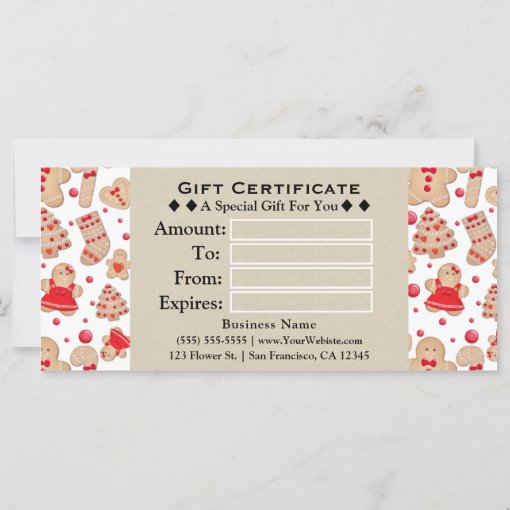 Gingerbread Man Baked Cookies Gift Certificate | Zazzle