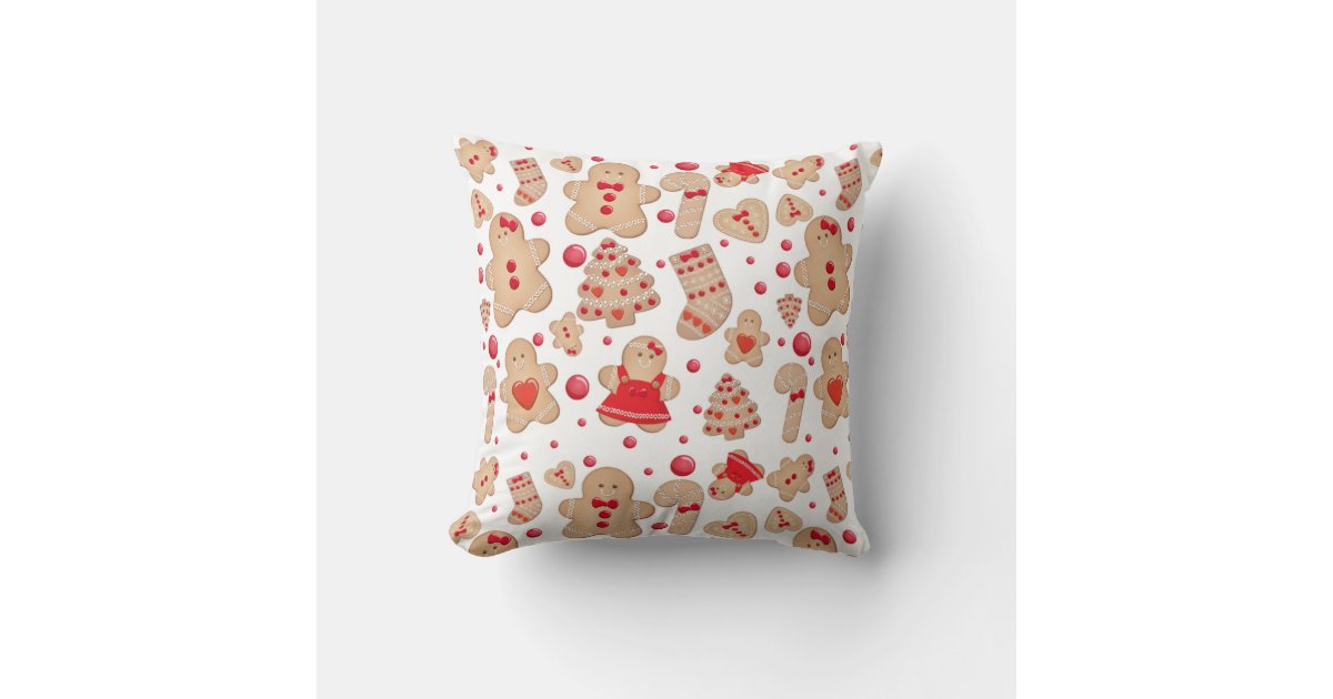 Gingerbread Man Baked Cookies Rustic Whimsical Throw Pillow | Zazzle