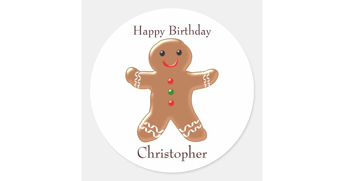 Gingerbread Man Birthday Classic Round Sticker | Zazzle