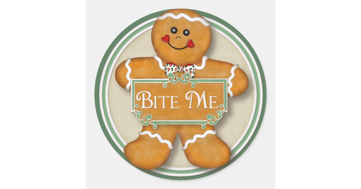 Gingerbread Man - Bite Me Classic Round Sticker | Zazzle