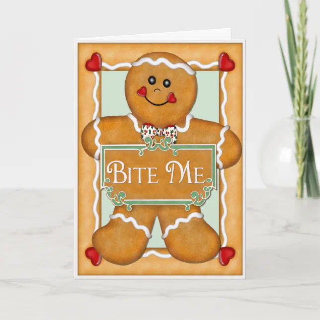 Gingerbread Man "Bite Me" Holiday Card | Zazzle