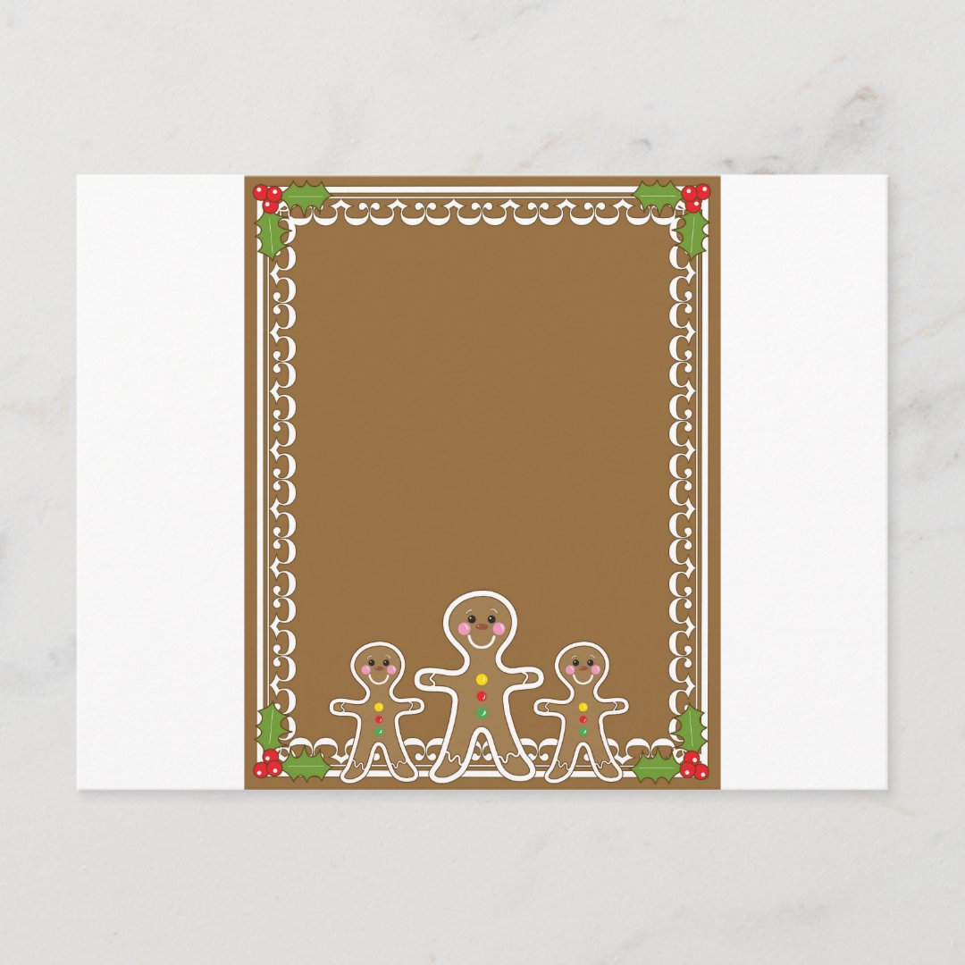 Gingerbread Man Border Postcard | Zazzle