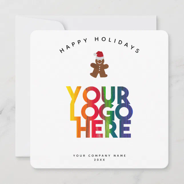 Gingerbread Man Business Logo Christmas Card | Zazzle