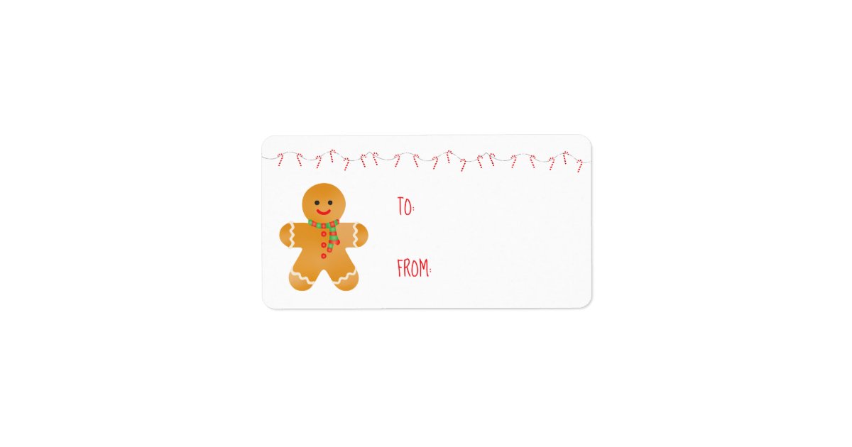 Gingerbread Man Candy Canes Label | Zazzle
