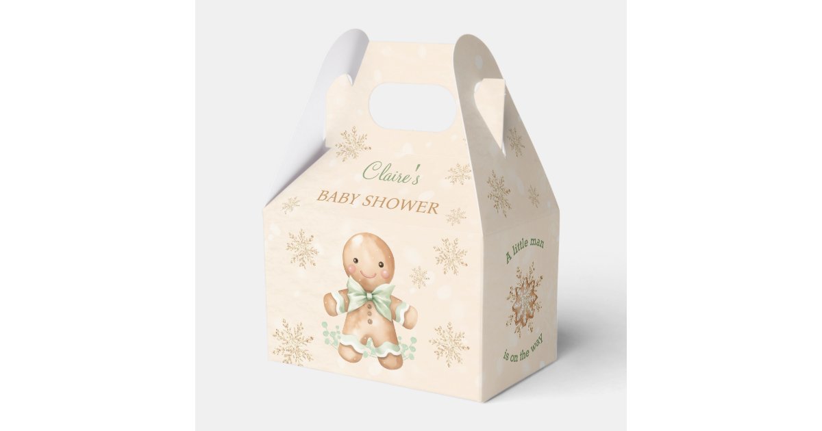 Gingerbread Man Christmas Baby Shower Favor Box | Zazzle
