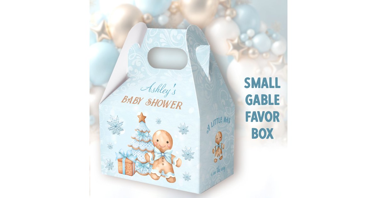 Gingerbread Man Christmas Baby Shower Gable Favor Boxes | Zazzle