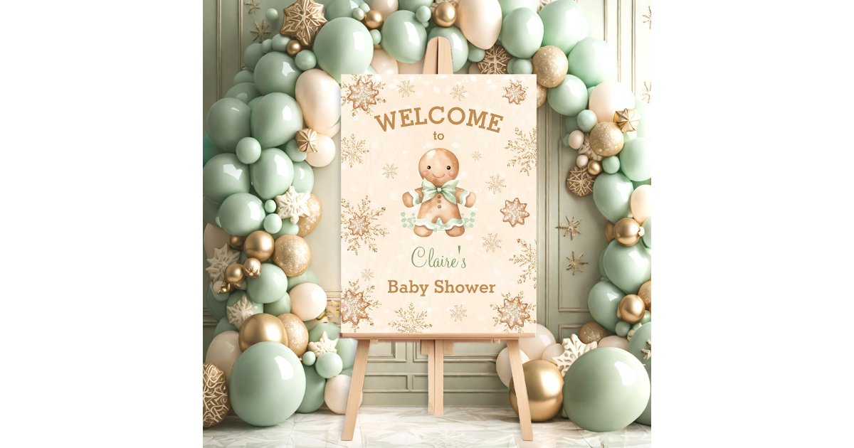 Gingerbread Man Christmas Baby Shower Welcome Foam Board | Zazzle