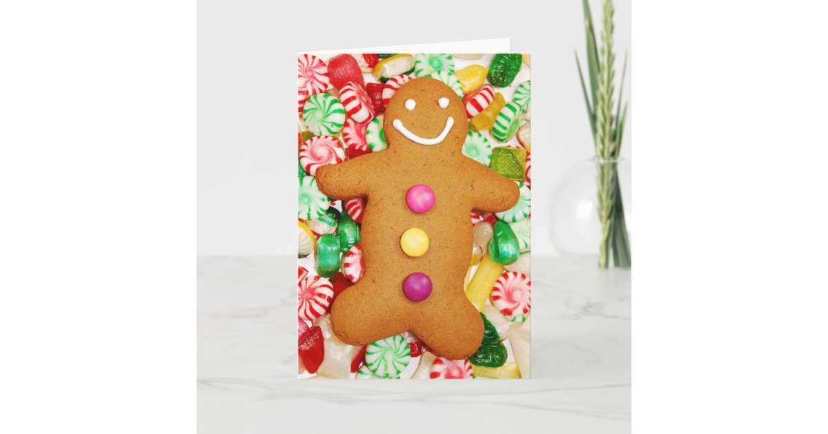 Gingerbread man christmas card | Zazzle
