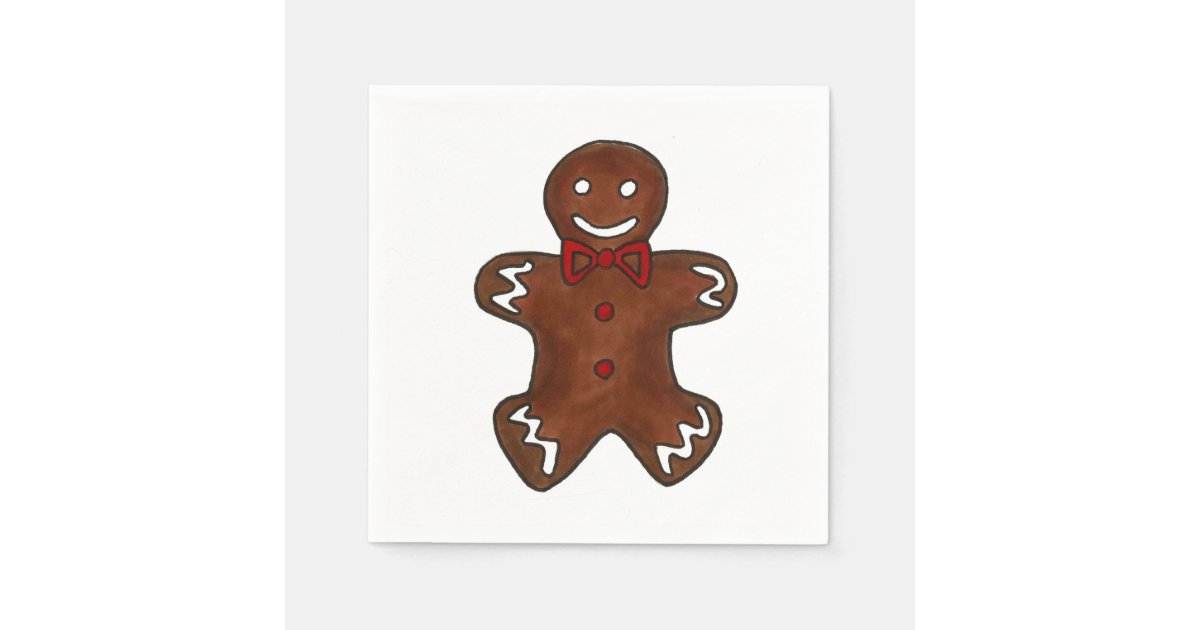 Gingerbread Man Christmas Cookie Napkins | Zazzle