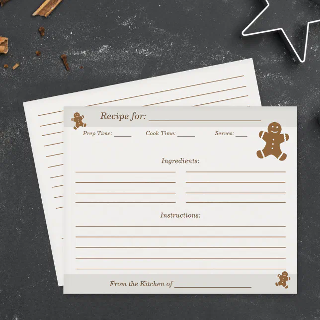 Gingerbread Man Christmas Cookie Recipe Card | Zazzle