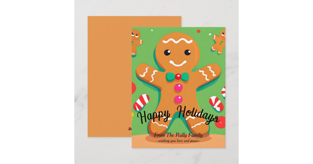 Gingerbread Man Christmas Flat Holiday Card | Zazzle